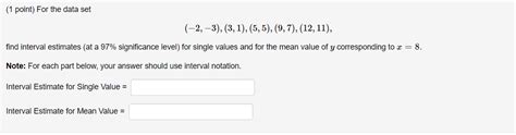 Solved Point For The Data Set Chegg Com
