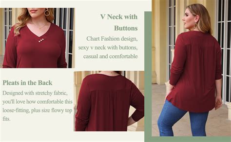 Folunsi Womens Plus Size Tops Casual Blouses Long Sleeve Flowy Tunic Tops M 4xl