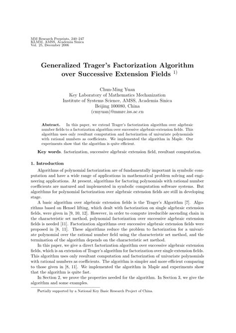 pdf trager s factorization algorithm over successive extension fields