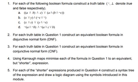 Solved For Each Of The Following Boolean Formula Construct A Chegg