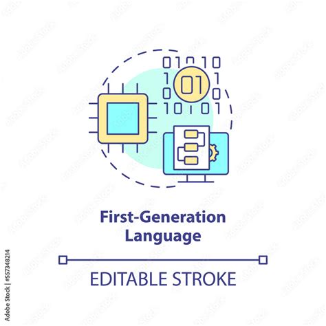 Vetor De First Generation Programming Language Concept Icon Straight Machine Code Abstract Idea