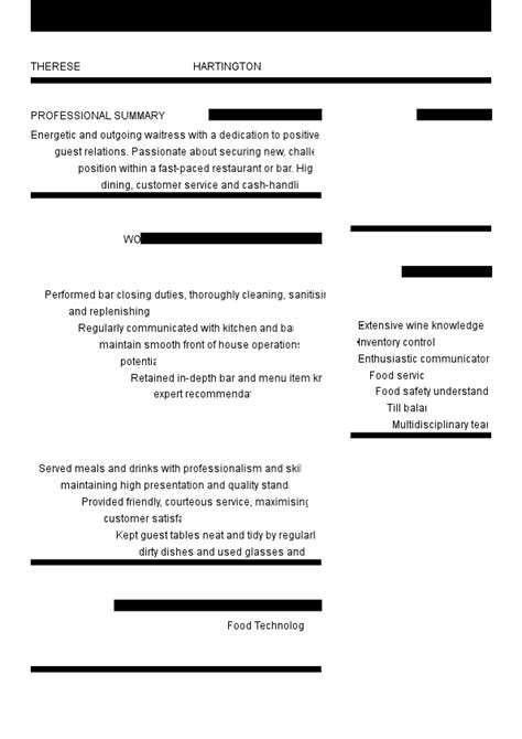 Waitress CV Examples Tips Templates MyPerfectCV