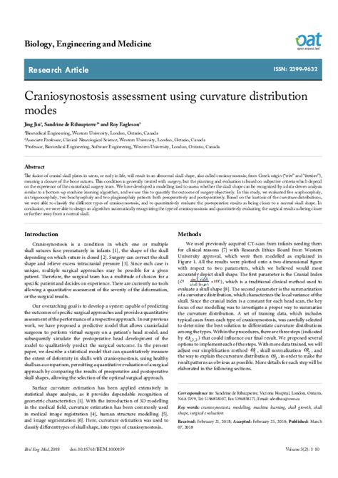 Pdf Craniosynostosis Assessment Using Curvature Distribution Modes