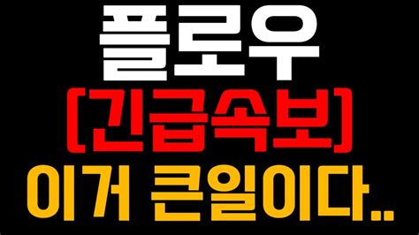 플로우 코인 전망 긴급속보 이거 큰일이다 Youtube