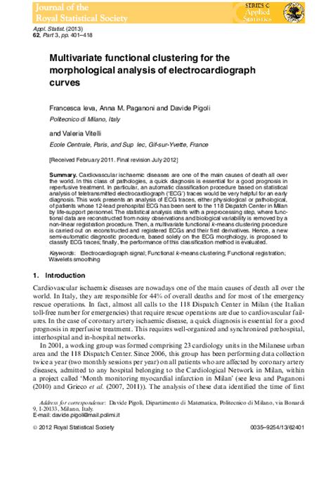 Multivariate Functional Clustering For The Analysis Of Ecg Curves Morphology