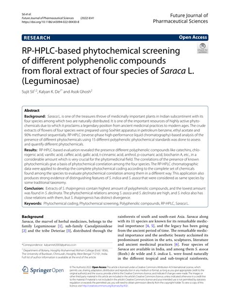 Pdf Rp Hplc Based Phytochemical Screening Of Different Polyphenolic Compounds From Floral