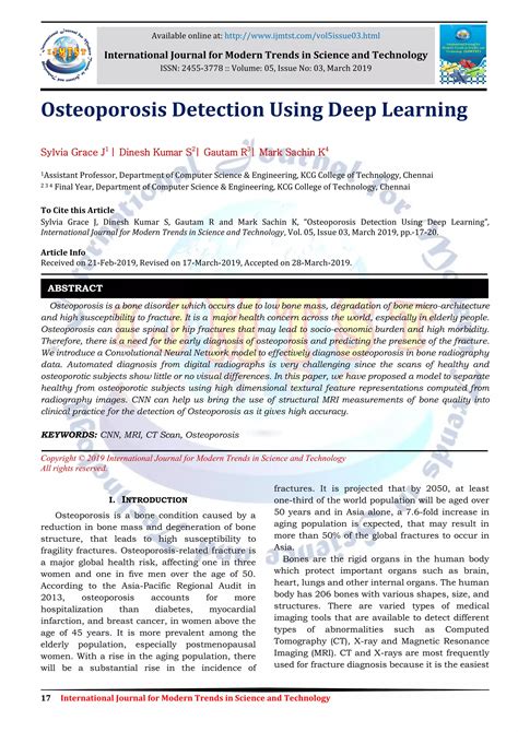 Osteoporosis Detection Using Deep Learning Pdf Bone And Joint