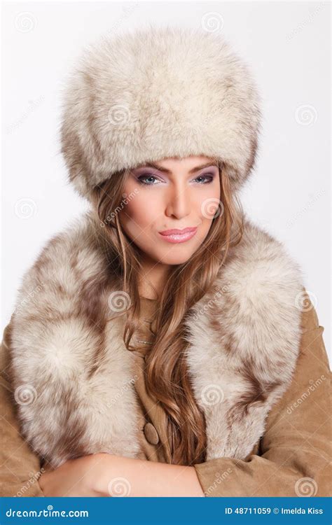Pretty Woman Wearing Fur Accessories Stock Image Image Of Care