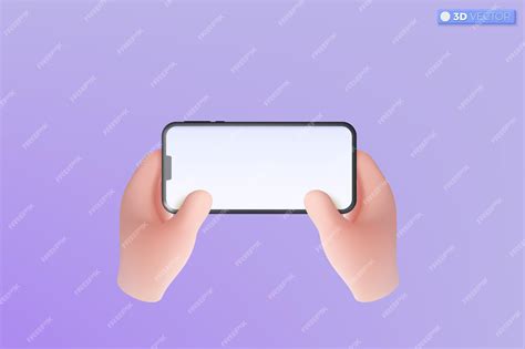 3d 손으로 휴대 전화 아이콘 기호 빈 화면으로 현실적인 스마트폰 휴대폰 모 편집 가능한 장치 모바일 템플릿 개념 3d 터