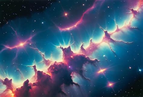 Interstellar Clouds And Nebula Interaction Premium Ai Generated Image