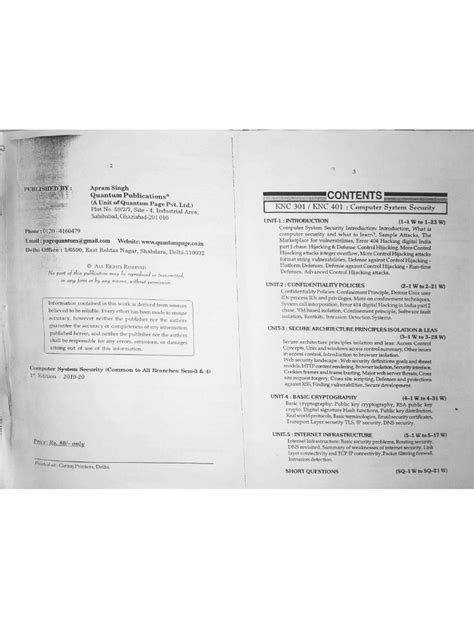 Computer System Security Full Quantum 1 5 Unit Pdf