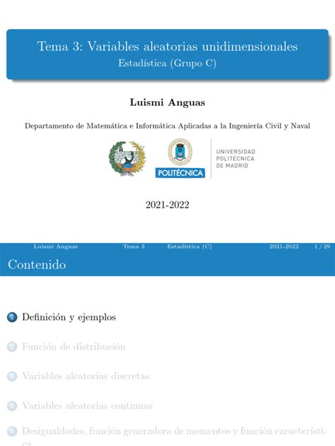 Tema 3 Pdf Variable Aleatoria Función Matemáticas