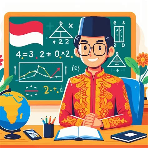 A Man Sits At A Desk With A Chalkboard And A Globe With The Words Quot Math Quot On It Premium