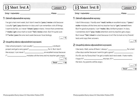Brainy Kl6 Short Tests Unit 3 Lesson 3 Pdf