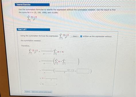 Solved Tutorial Exercise Use The Summation Formulas To