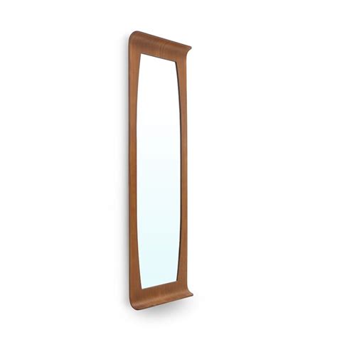 Rectangular Curved Plywood Mirror 1950s 254780