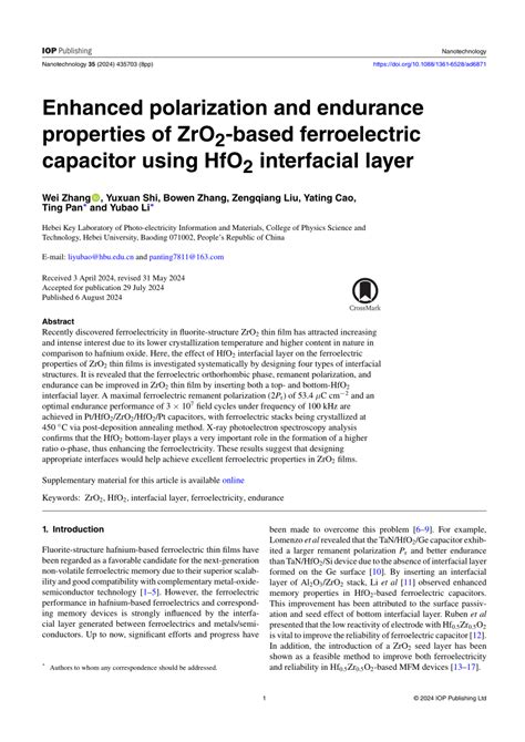 Enhanced Polarization And Endurance Properties Of Zro2 Based