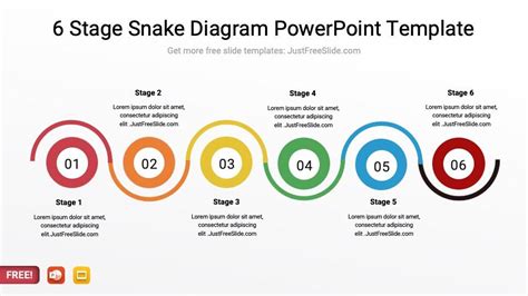 6 Stage Snake Diagram PowerPoint Template Just Free Slide