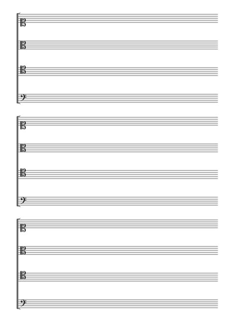 Blank Sheet Music For Soprano Alto Tenor Bass Satb 4 Part
