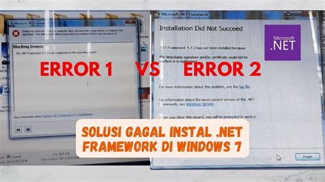 Mengatasi Instal Net Framework 72 Error Di Windows 7 Youtube