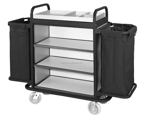 Black Steel Cleaning Trolley For Housekeeping Hotel From China
