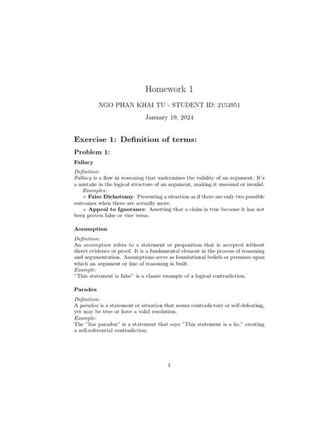 Homework 1 Pdf Argument Logical Consequence