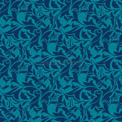 Blue Seamless Wallpaper Pattern Stock Photo Image