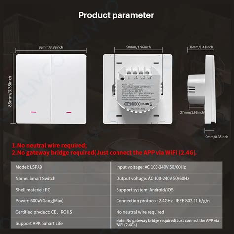 Tuya Smart Wifi Light Switch Push Button 1 2 3 Gang Light Wall Switches No Neutral Wire Smart