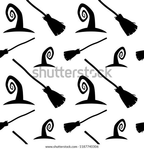 Halloween Witch Hat Pattern Black White Stock Vector Royalty Free 1187740306 Shutterstock