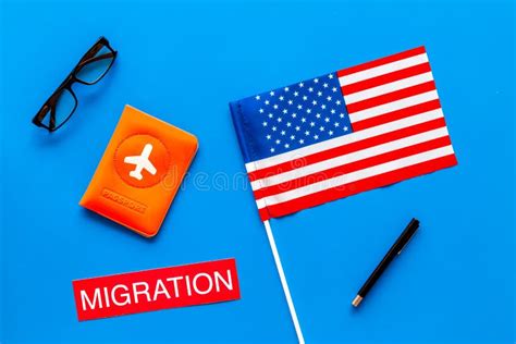 Immigration To United States Of America Concept Textimmigration Near Passport Cover And Usa