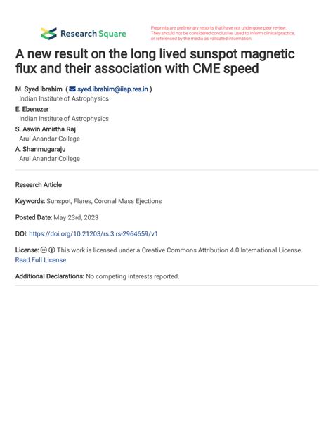 Pdf A New Result On The Long Lived Sunspot Magnetic Flux And Their Association With Cme Speed