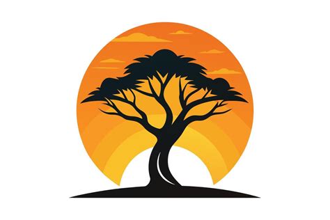 Dynamic Sunset Tree Icon Minimalist Illustration Vector Art At Vecteezy
