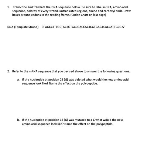 1 Transcribe And Translate The Dna Sequence Below