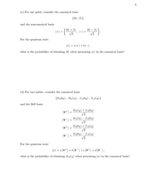 Solved Basis And Quantum Measurement A Write The Vector Chegg