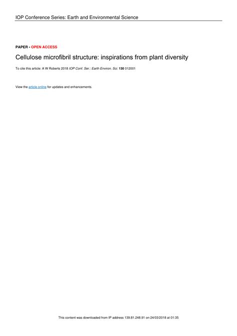 Pdf Cellulose Microfibril Structure Inspirations From Plant Diversity