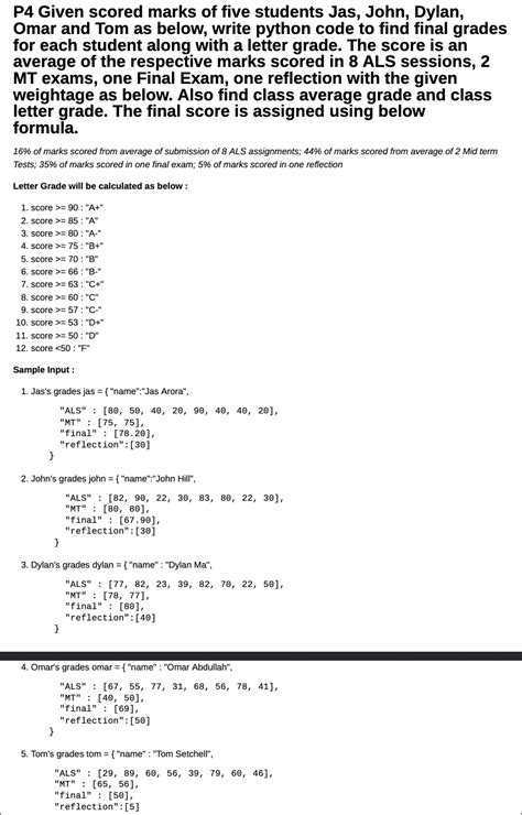 Solved P4 Given Scored Marks Of Five Students Jas John Chegg