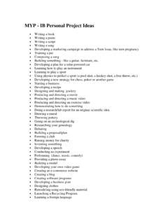MYP IB Personal Project Ideas Myp Ib Personal Project Ideas Pdf PDF4PRO