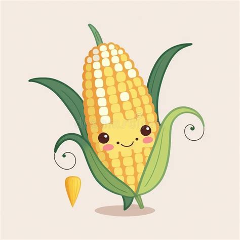 The Character Of A Cute Cob Of Corn Stock Illustration Illustration Of Agriculture Leaf