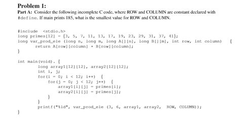 Solved Problem 1 Part A Consider The Following Incomplete