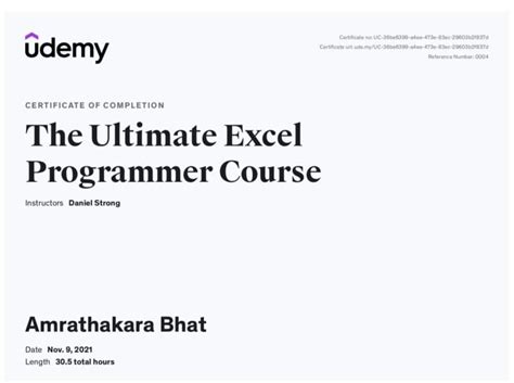 Amrathakara Bhat On Linkedin Udemy The Ultimate Excel Programmer Course
