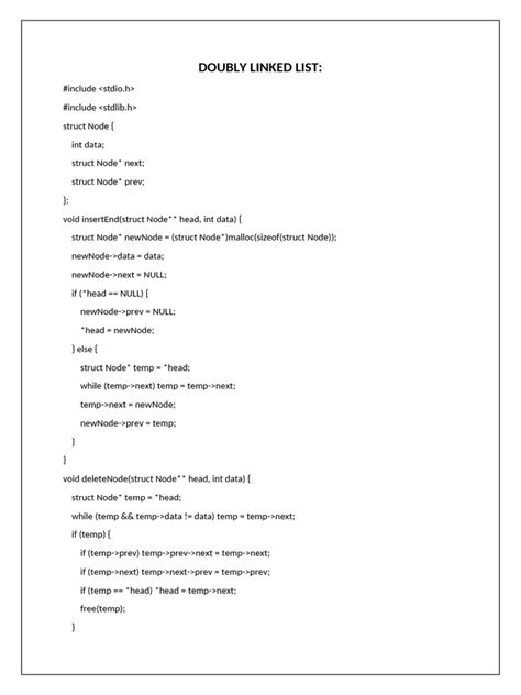 Doubly Linked List Pdf