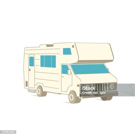 복고풍 레크리에이션 차량 캠핑 캠핑 Rv 트레일러 또는 가족 캐러밴 흰색으로 격리된 3d 아이소메트릭 만화 아이콘 여름 캠핑 가족 여행 개념 벡터 캠핑카에 대한 스톡 벡터