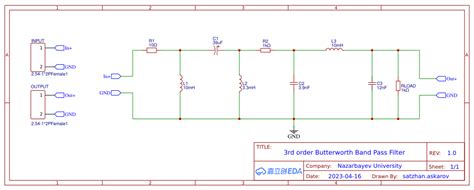 3rd Order Butterworth Passive Filter For The Audible Frequency Range