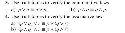 Solved 3 Use Truth Tables To Verify The Commutative Laws A