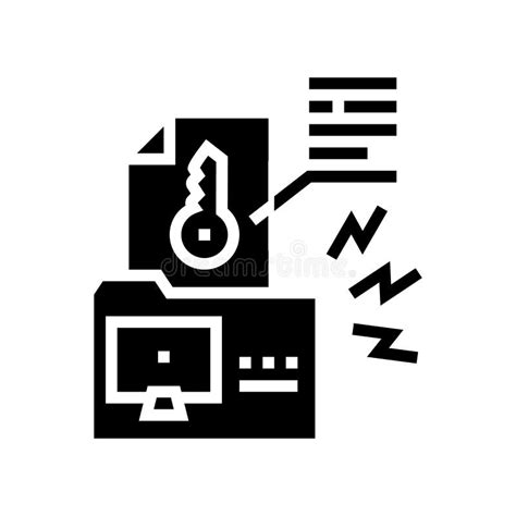 Electronic Key Hacking Glyph Icon Vector Illustration Stock