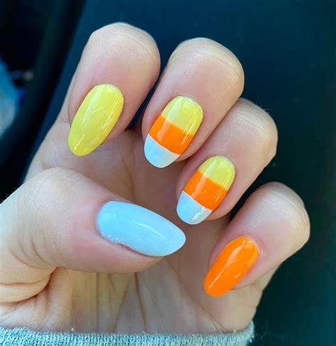 Classic Candy Corn Nails Candy Corn Nails Halloween Nail Designs Cute Nails