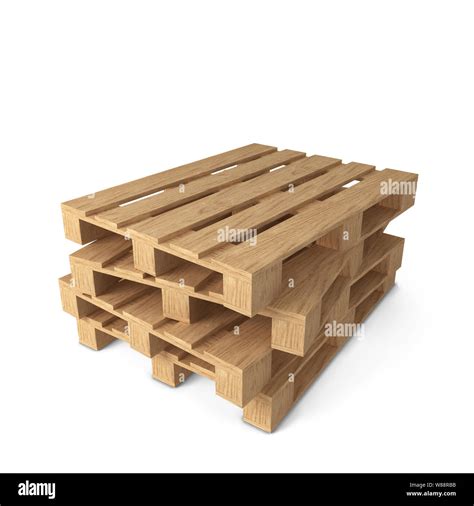 Wooden Pallets 3d Illustration Isolated On White Background Stock