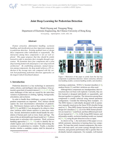 Pdf Joint Deep Learning For Pedestrian Detection