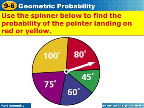Holt Geometry 9 6 Geometric Probability Warm Up Find The Area Of