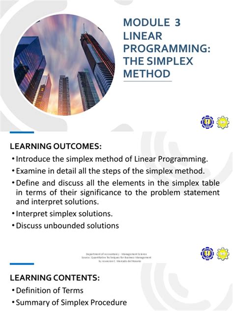 Module 3 Ae4 Linear Programming The Simplex Method Download Free Pdf